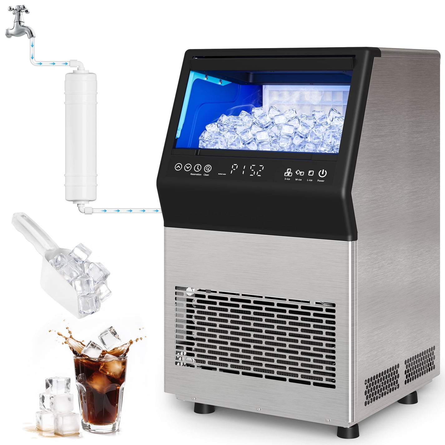 Commercial Cube Ice Maker Machine: 88-110 lbs/24H, 8-15 Minutes Fast I ...