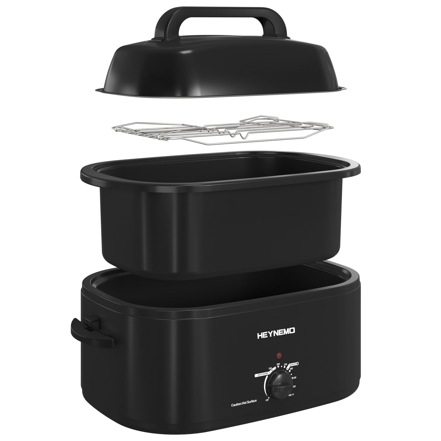 Heynemo 22 Quart Electric Roaster Oven with Visible & Self-Basting Lid