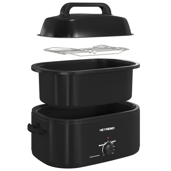 Heynemo 22 Quart Electric Roaster Oven with Visible & Self-Basting Lid