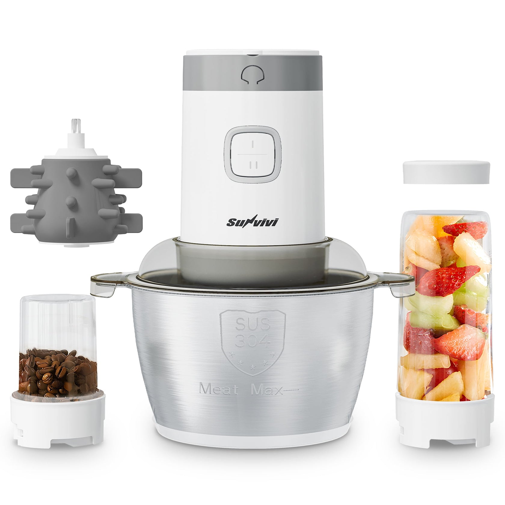 May in Color Portable Electric Food Processor, 350W 4-in-1 Blender wit ...