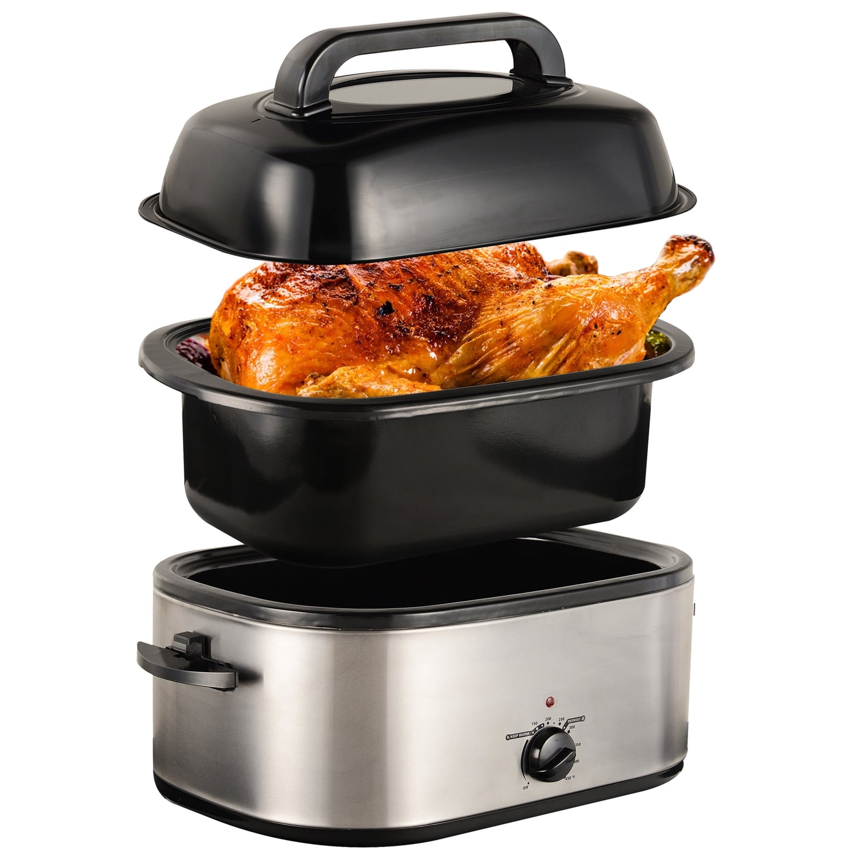 RoyalCraft 26 Quart Electric Turkey Roaster Oven with Visible & Self-B ...