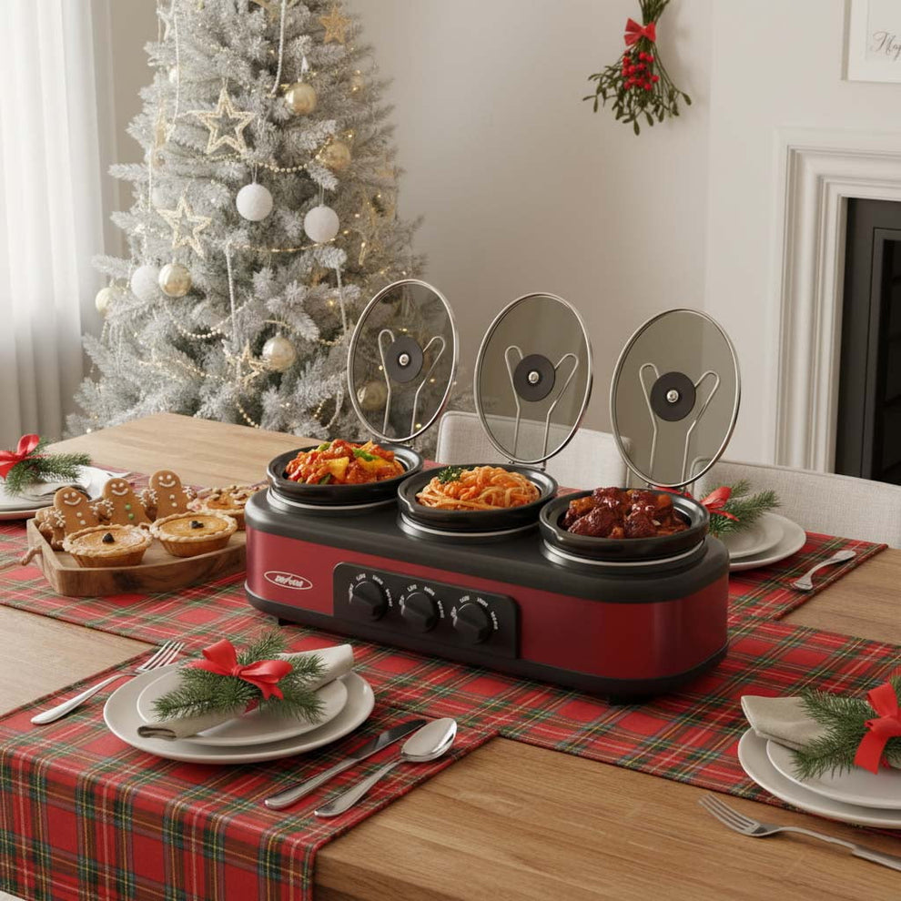 Sunvivi Triple Slow Cooker Buffet Servers and Warmer,3 Pot Food Small ...