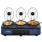 Sunvivi Triple Slow Cooker Food Warmer, 3 Removable Ceramic Pots (2.5 ...